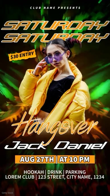 Hangover Saturday Party Video Template | PosterMyWall