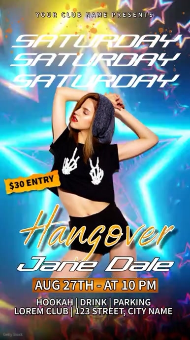 Hangover Saturday Party Video Template | PosterMyWall