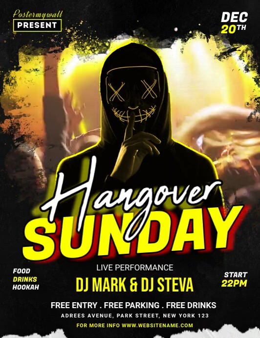 hangover Sunday Flyer Template | PosterMyWall