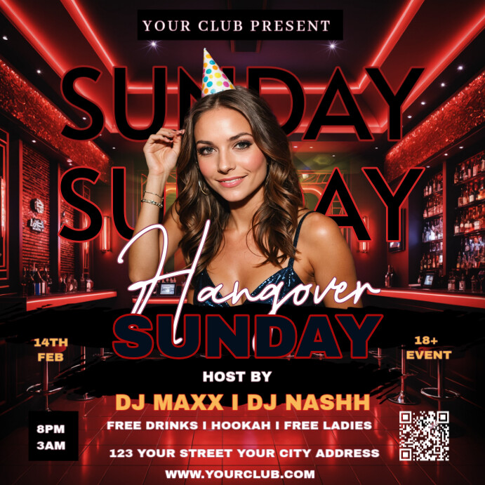 Hangover Sunday night party Template | PosterMyWall