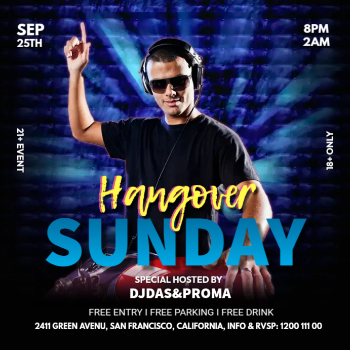 Hangover Sunday Party Ads Template | PosterMyWall