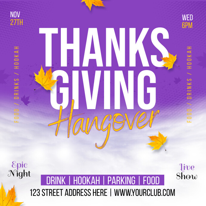 Hangover Thanksgiving Ads Template | PosterMyWall