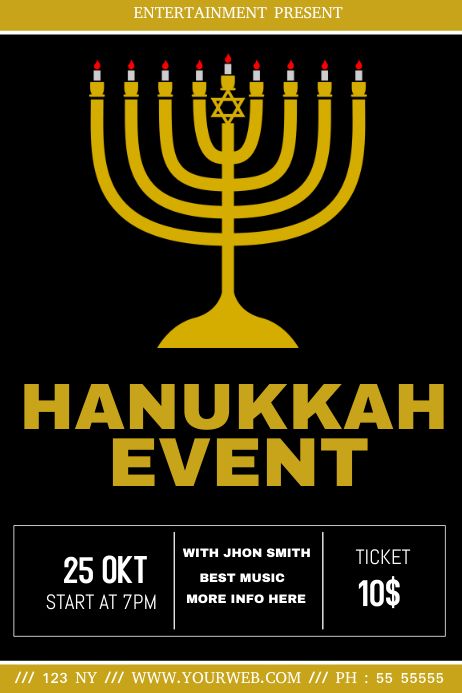Hanukkah event flyer template | PosterMyWall