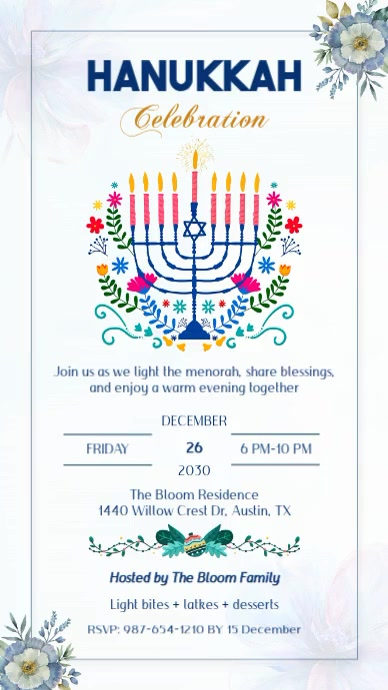 Plantilla de Hanukkah Party Celebration Digital Invite Template ...