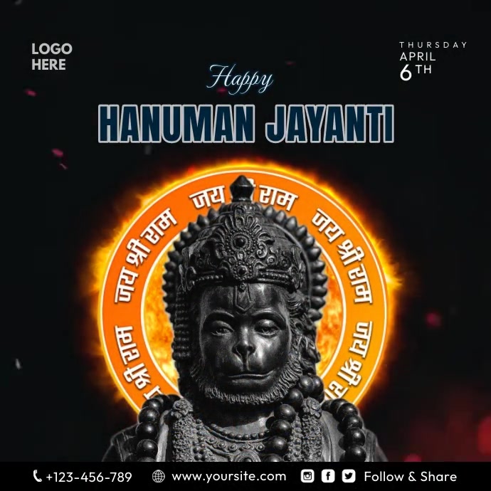 Plantilla de Hanuman Jayanti Best Wishes Post Template | PosterMyWall
