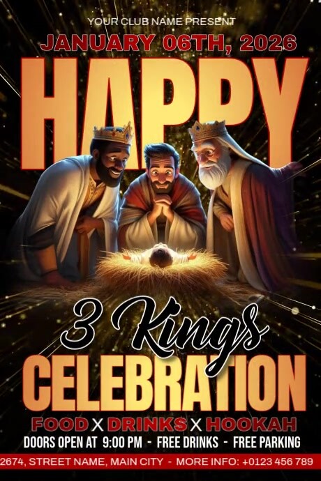 Modèle Happy 3 Kings Day Celebration | PosterMyWall