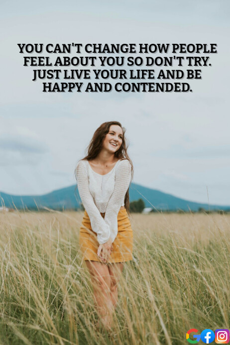 HAPPY AND CONTENDED QUOTE TEMPLATE | PosterMyWall