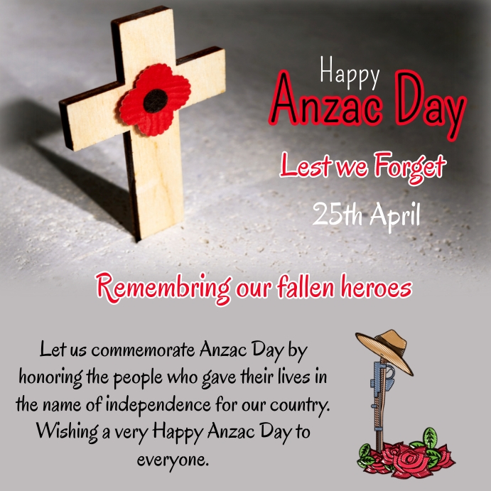 Happy Anzac day,Anzac remembrance day Template | PosterMyWall