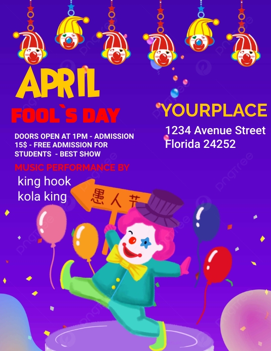 happy April fools day flyer Template | PosterMyWall