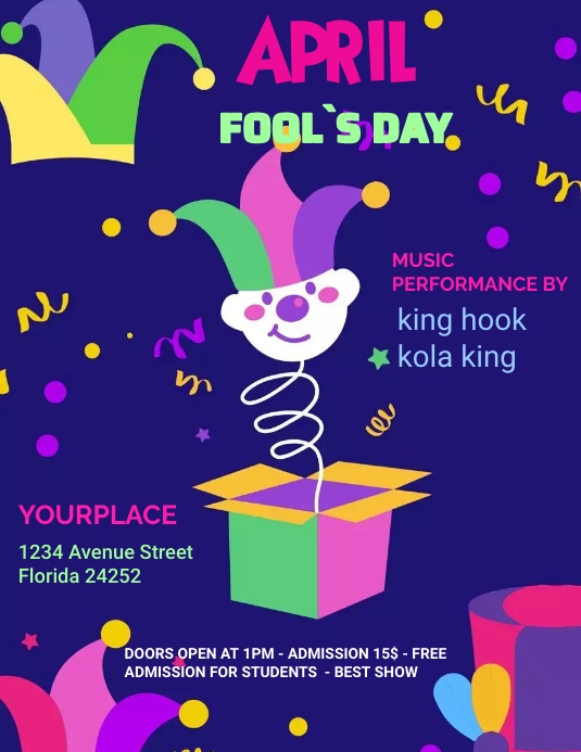 happy April fools day flyer Template | PosterMyWall