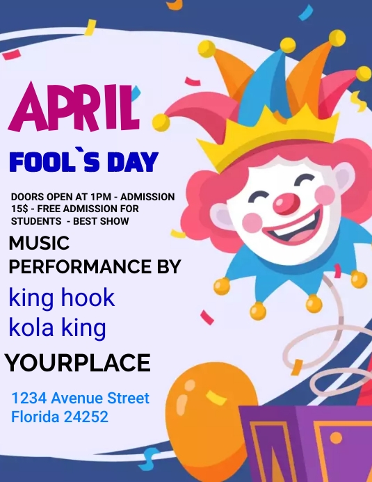 happy April fools day flyer Template | PosterMyWall