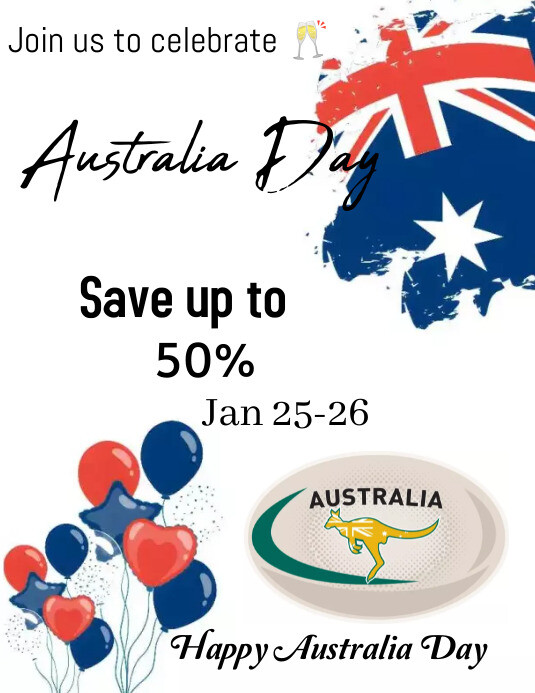 Happy Australia Day sales flyer Template | PosterMyWall