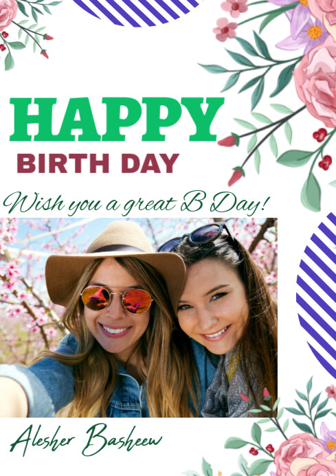 happy b DAY hd pixel ne w2025 flyers Template | PosterMyWall