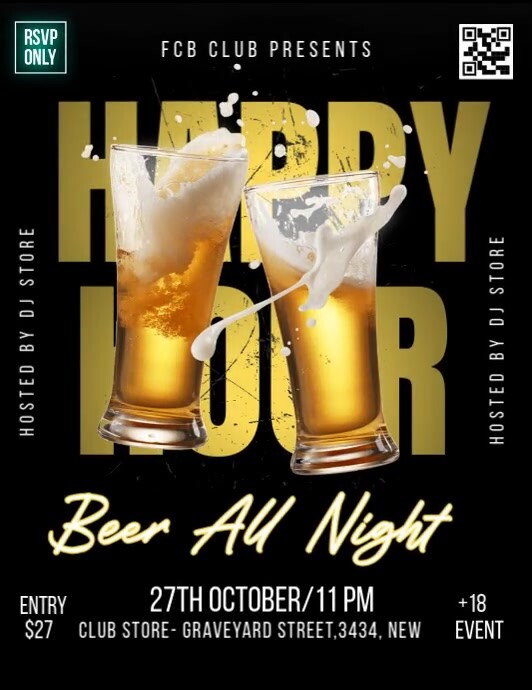 Happy Beer All Night Template | PosterMyWall