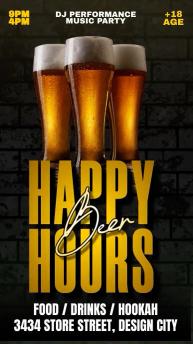 Happy Beer Hours Template | PosterMyWall