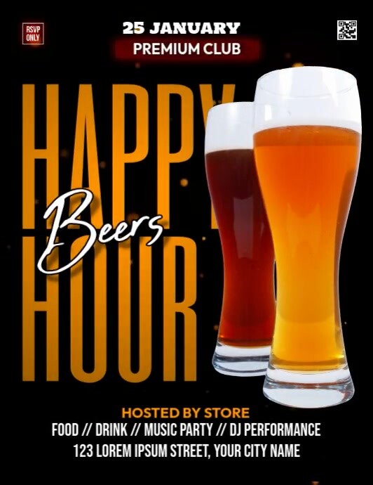 Plantilla de Happy Beer Hours | PosterMyWall