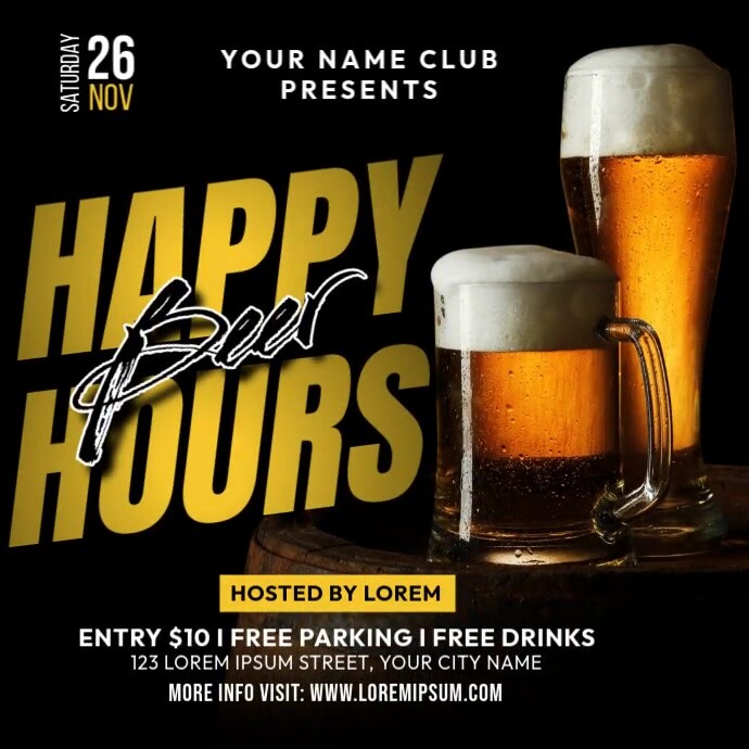 Happy Beer Hours Template | PosterMyWall