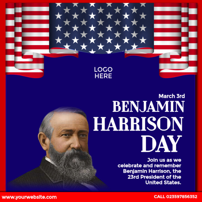 Happy Benjamin Harrison Day Template | PosterMyWall