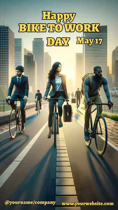 Happy Bike to Work Day Digital Display Templa Template | PosterMyWall
