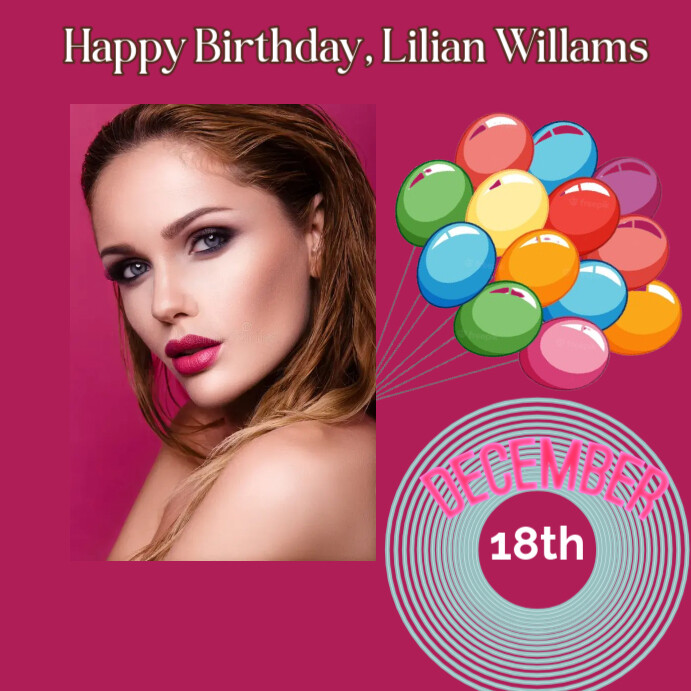 HAPPY BIRTHDAY, BALLOONS, WINE COLOR Template | PosterMyWall