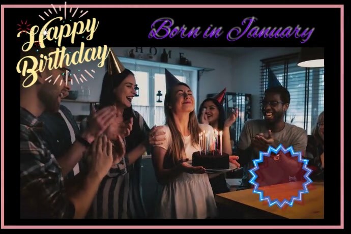 Happy Birthday and New Year for January Born Template | PosterMyWall