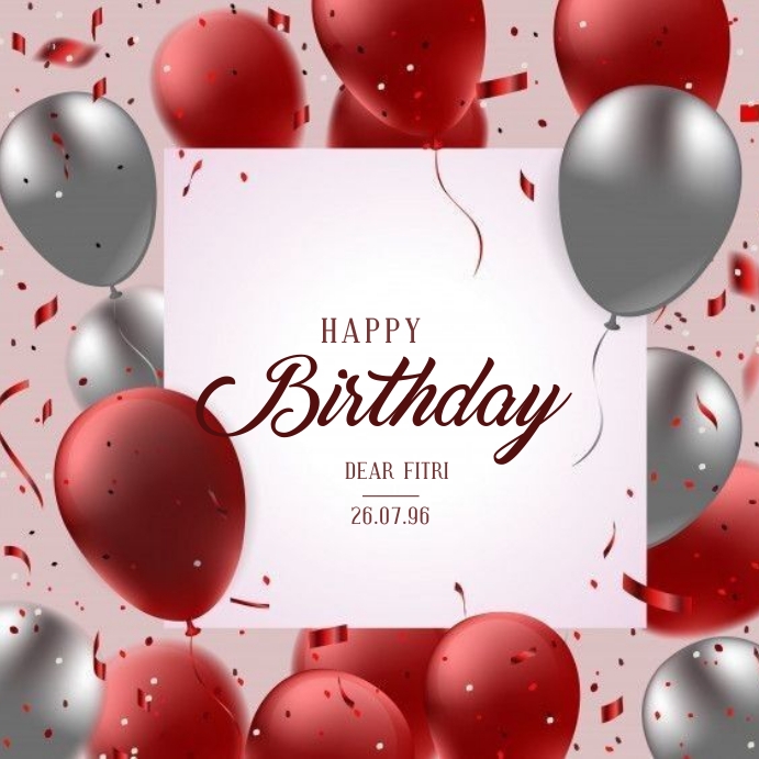 Plantilla de Happy Birthday Ballons Maroons | PosterMyWall