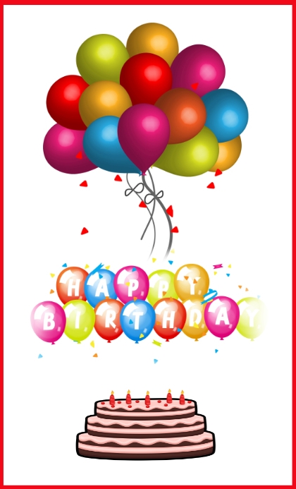 Happy birthday balloon and cake template | PosterMyWall