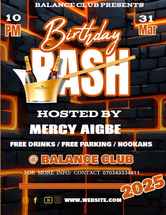Happy birthday bash Template | PosterMyWall