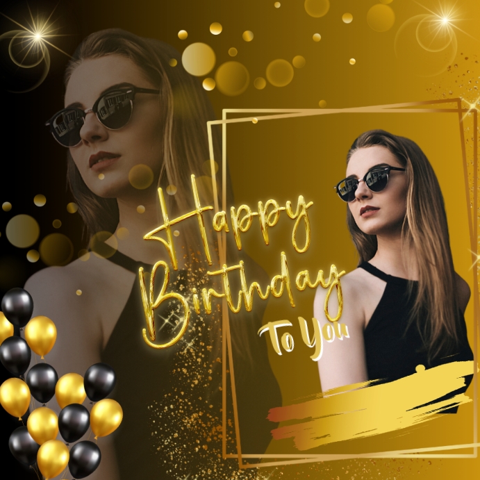 HAPPY BIRTHDAY BLACK AND GOLD Template | PosterMyWall