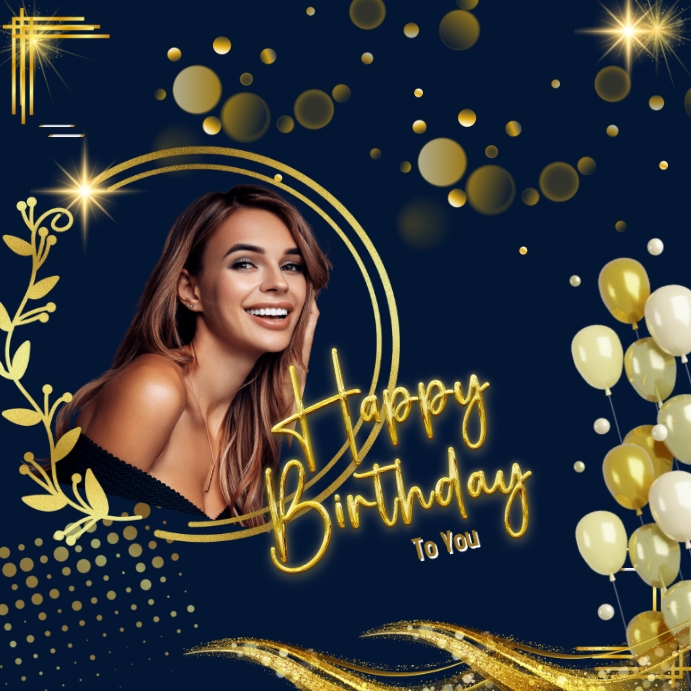 HAPPY BIRTHDAY BLACK AND GOLD Template | PosterMyWall