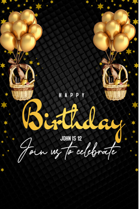 Happy Birthday Black Poster Template | PosterMyWall