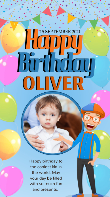 Copy of HAPPY BIRTHDAY BLIPPI ONLINE CARD TEMPLATE | PosterMyWall