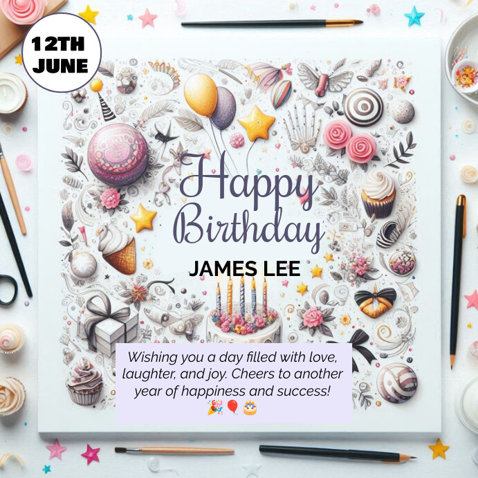 Plantilla de Happy Birthday Card Post | PosterMyWall