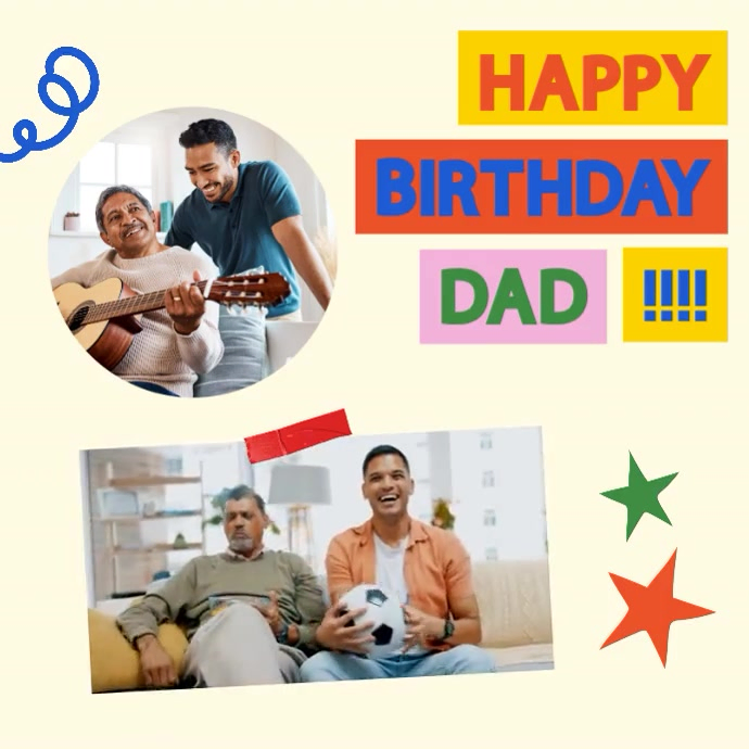 Happy Birthday Dad Square Video Template | PosterMyWall