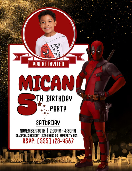 Deadpool Birthday Invitation Blank Templates 8.36K+ Free Templates For