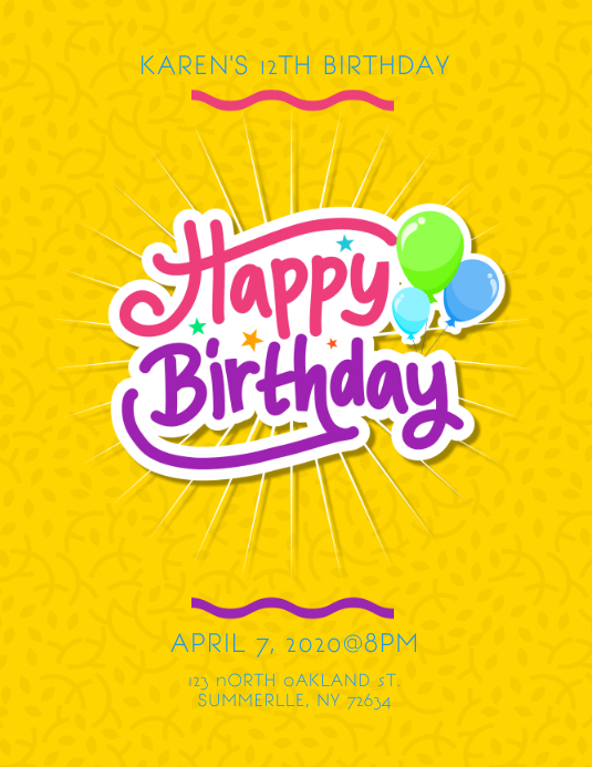 Happy Birthday Flyer Template PosterMyWall Happy Birthday Flyer Template PosterMyWall