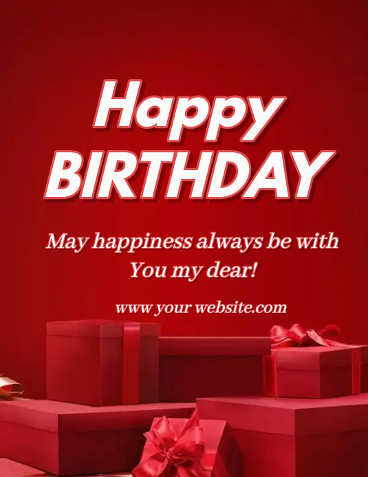 Plantilla de Happy birthday flyer red and white theme | PosterMyWall