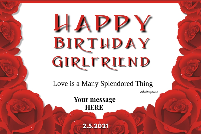 Happy Birthday Girlfriend Template | PosterMyWall