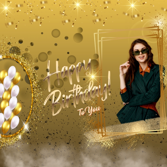 Plantilla de Happy birthday gold | PosterMyWall