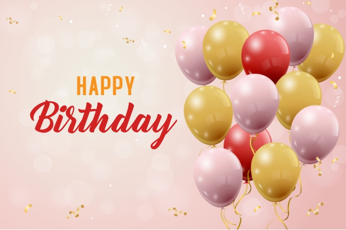 happy birthday greeting with balloon Template | PosterMyWall