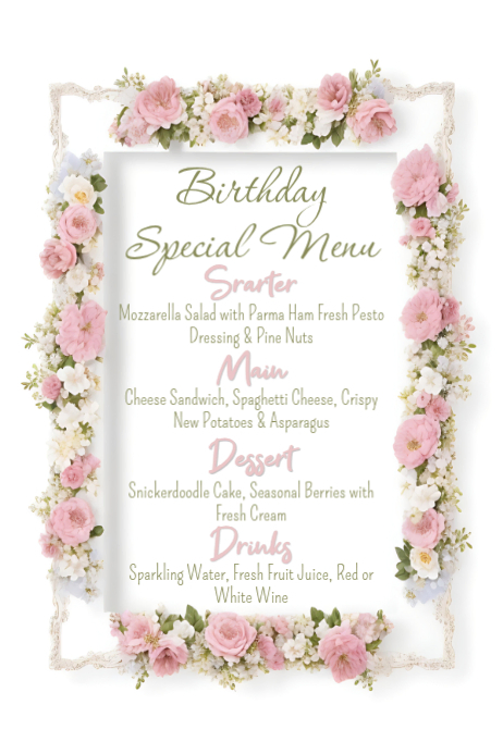 Happy Birthday Menu Card Template | PosterMyWall