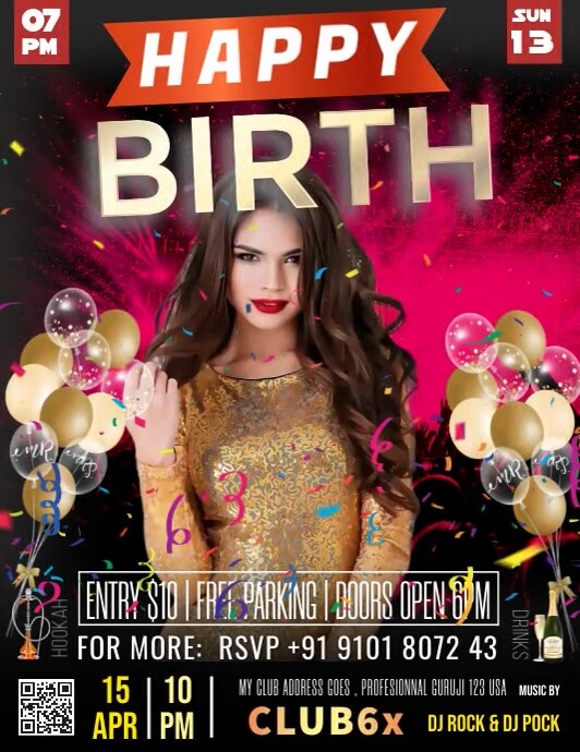 happy birthday night party Template | PosterMyWall