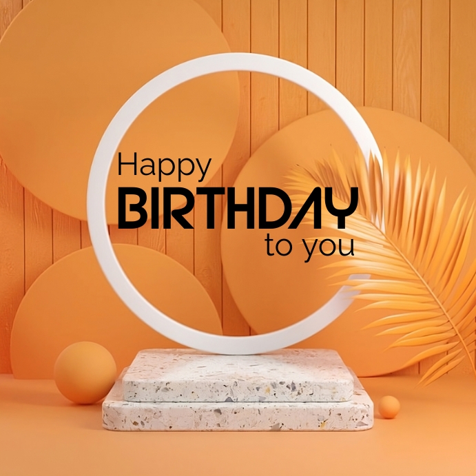 Happy Birthday Orange Abstract Background | PosterMyWall