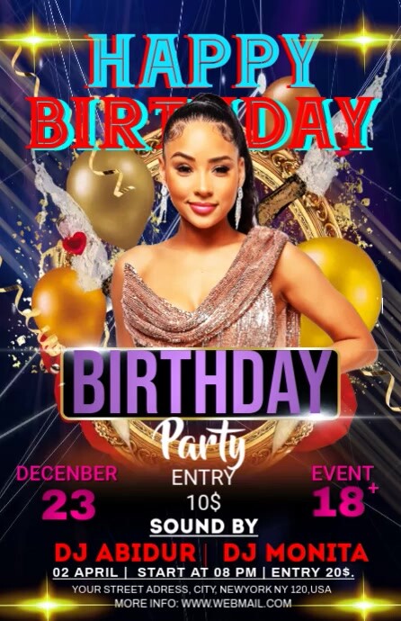 HAPPY BIRTHDAY PARTY Template | PosterMyWall
