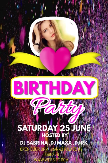 HAPPY BIRTHDAY PARTY INVITATION Template | PosterMyWall
