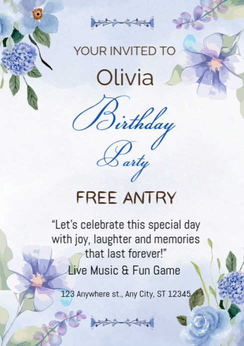 Happy birthday party invite Template | PosterMyWall