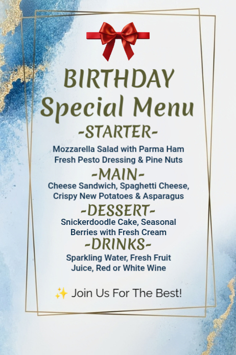 Happy Birthday Special Menu Card Design Template | PosterMyWall