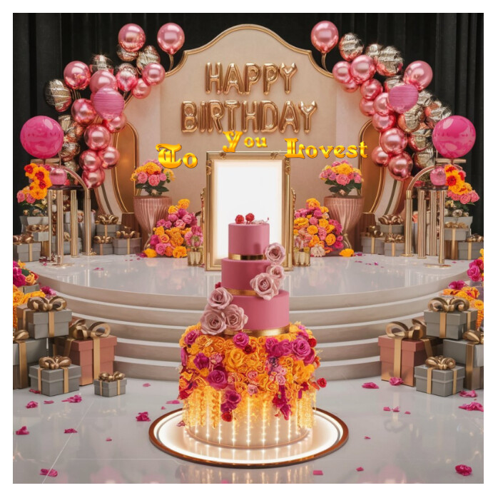 Plantilla de Happy birthday stage with gifts post | PosterMyWall