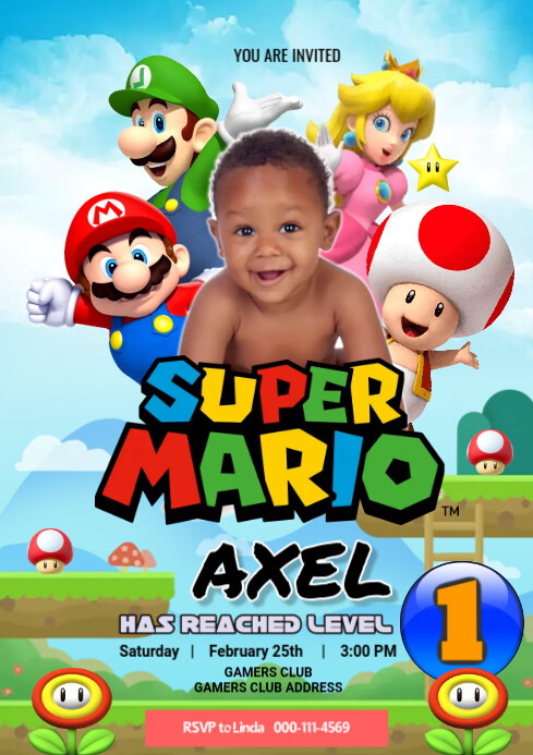 happy birthday super mario a4 (1) Template | PosterMyWall