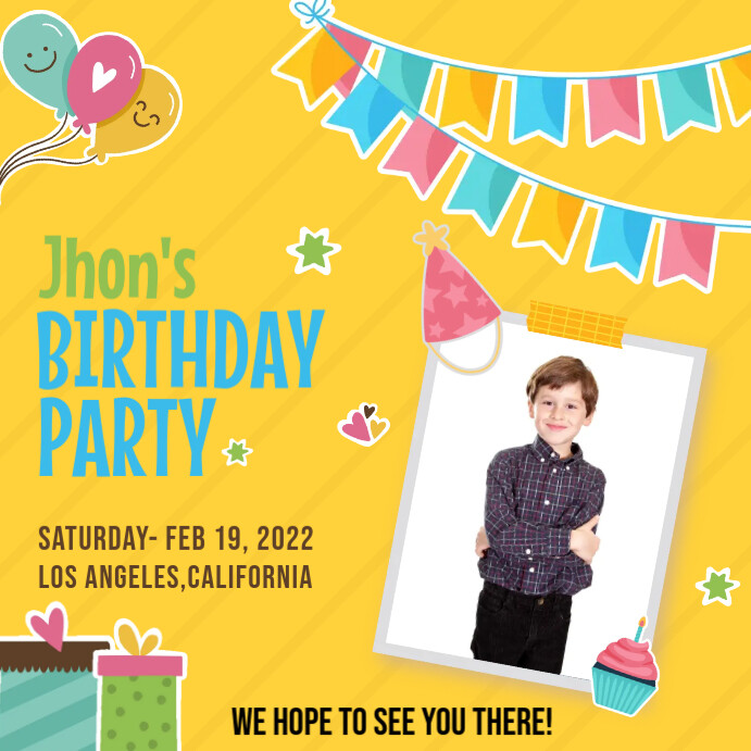 Happy Birthday Wish and Party Invitation Template | PosterMyWall